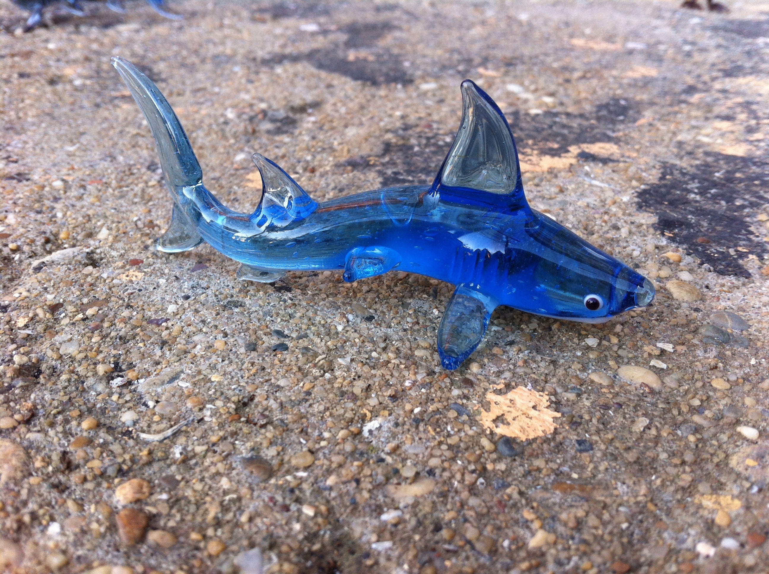 Glass Shark Figurine, Blown Glass Shark, Miniature Shark, Murano Shark ...