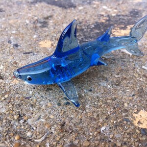 Glass Shark Figurine, Blown Glass Shark, Miniature Shark, Murano Shark ...