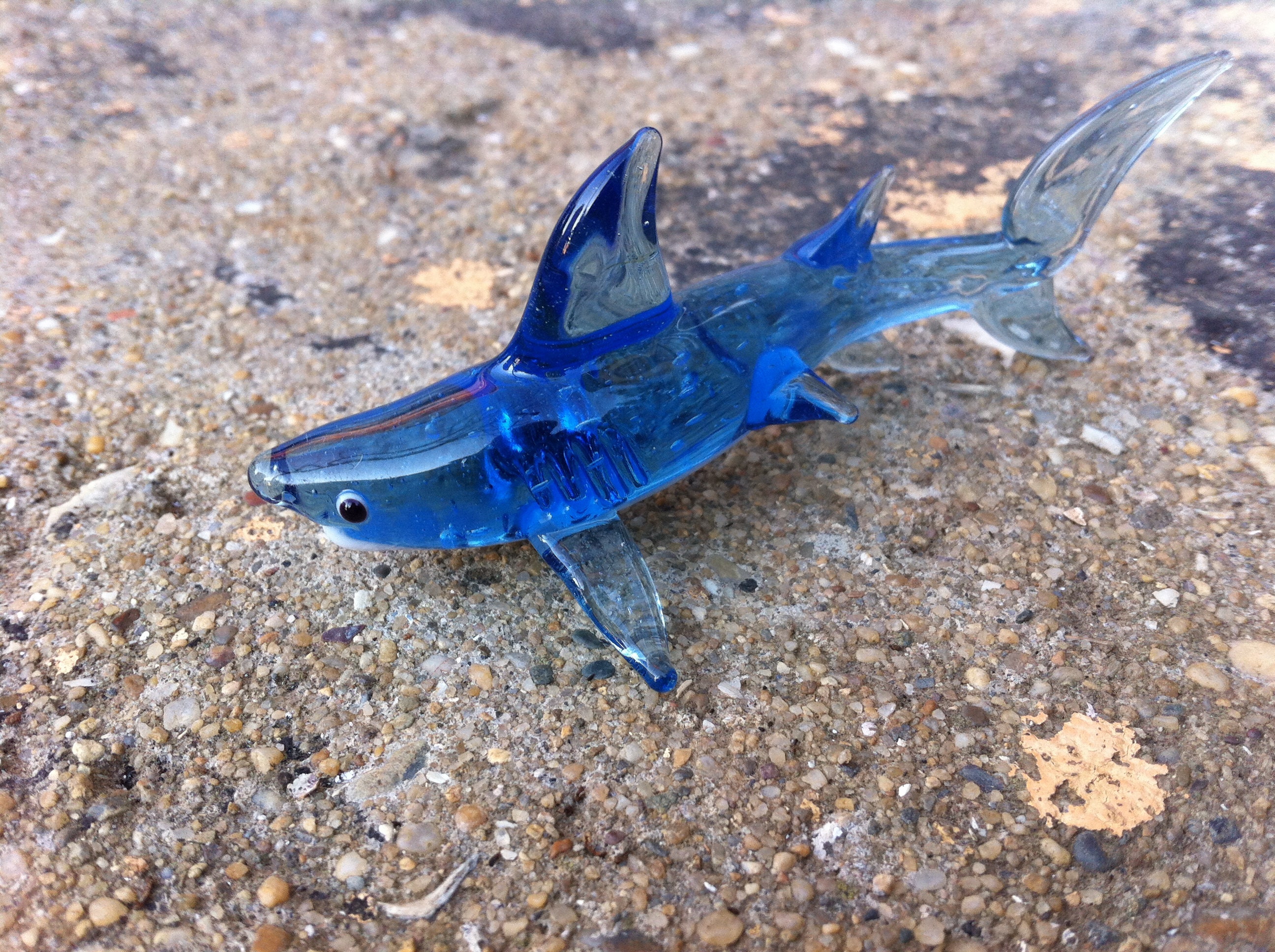 Glass Shark Figurine, Blown Glass Shark, Miniature Shark, Murano Shark ...