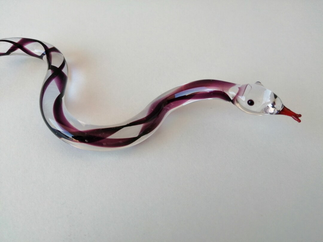 Glass Snake, Hand Blown Snake Figurine, Snake Ornament, Art Glass Snake ...