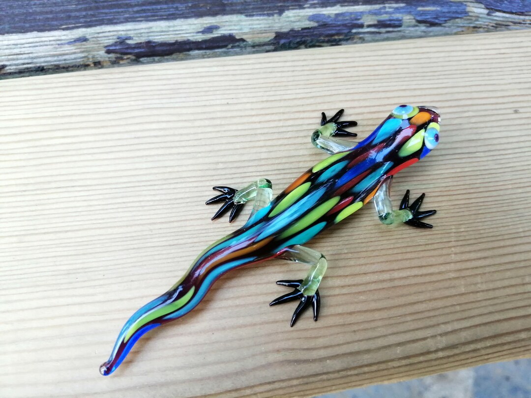 Glass Lizard Figurine, Glass Lizard Ornament, Murano Glass Lizard ...