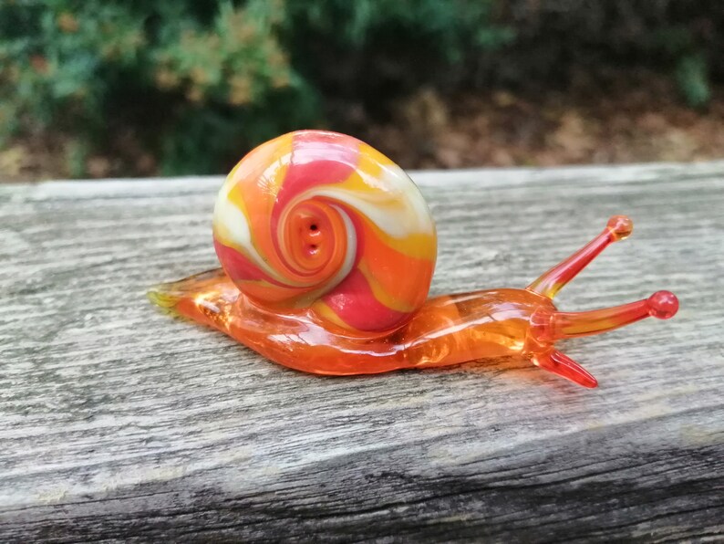 Glass Snail, Glass Snail Figurine, Miniature Snail, Glass Mollusc ...