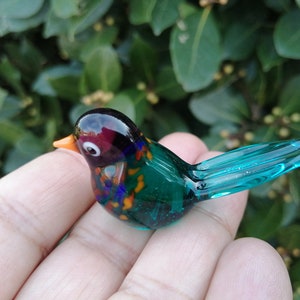 Glass Bird, Hand Blown Glass Bird Figurine, Glass Bird Ornament, Art ...