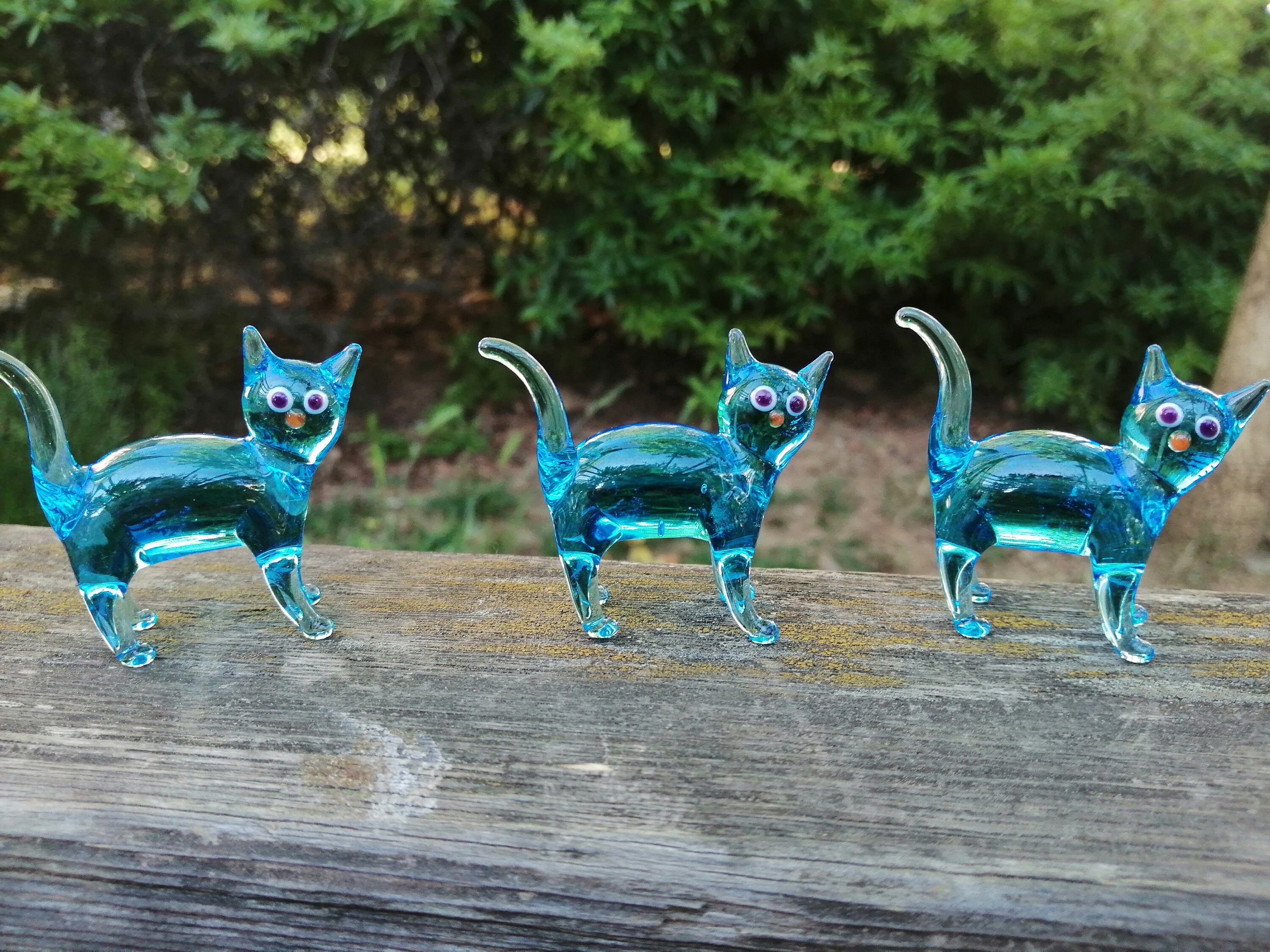 Glass cat figurine hand blown glass cat miniature cat | Etsy