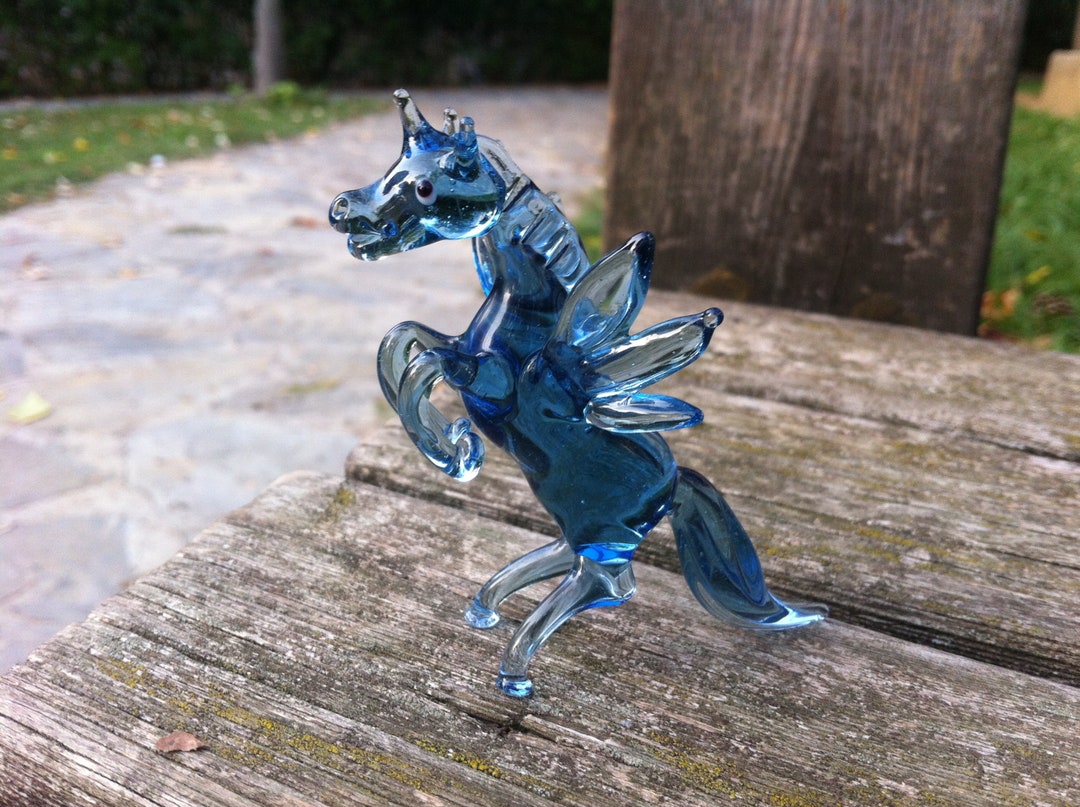 Glass Pegasus, Blown Glass Pegaus Figurine, Art Glass Pegasus, Murano ...