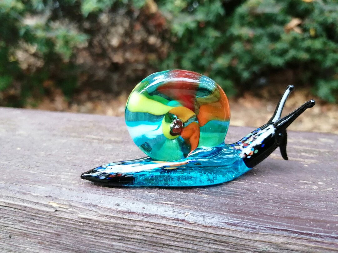 Glass Snail, Glass Snail Figurine, Miniature Snail, Glass Mollusc ...