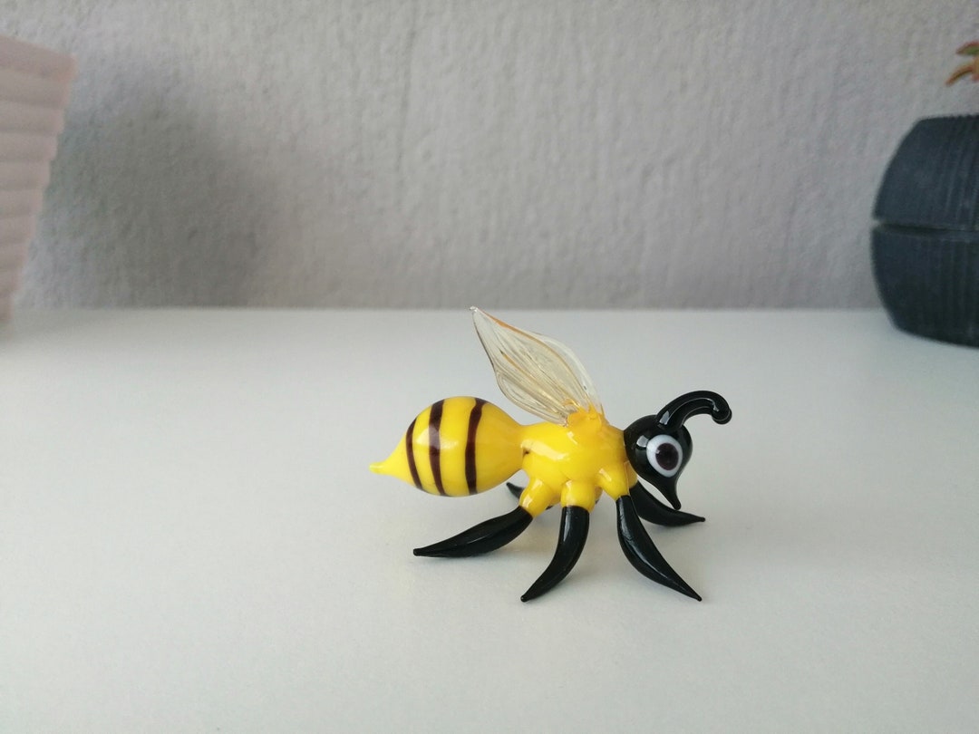 Glass Bee Figurine, Hand Blown Glass Bee, Glass Honey Bee, Glass Insect ...