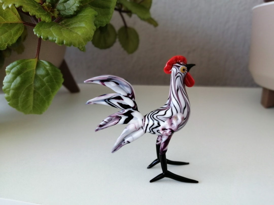 Glass Rooster, Rooster Figurine, Glass Rooster Ornament, Glass Animals ...