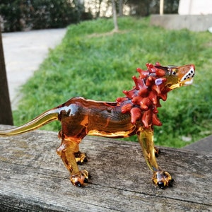 Glass Lion, Hand Blown Glass Lion Figurine, Art Glass Lion, Murano ...