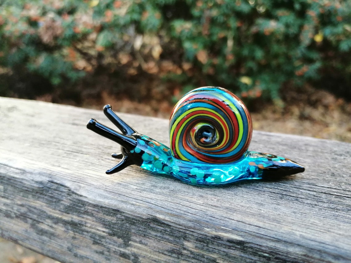Glass Snail, Glass Snail Figurine, Miniature Snail, Glass Mollusc ...