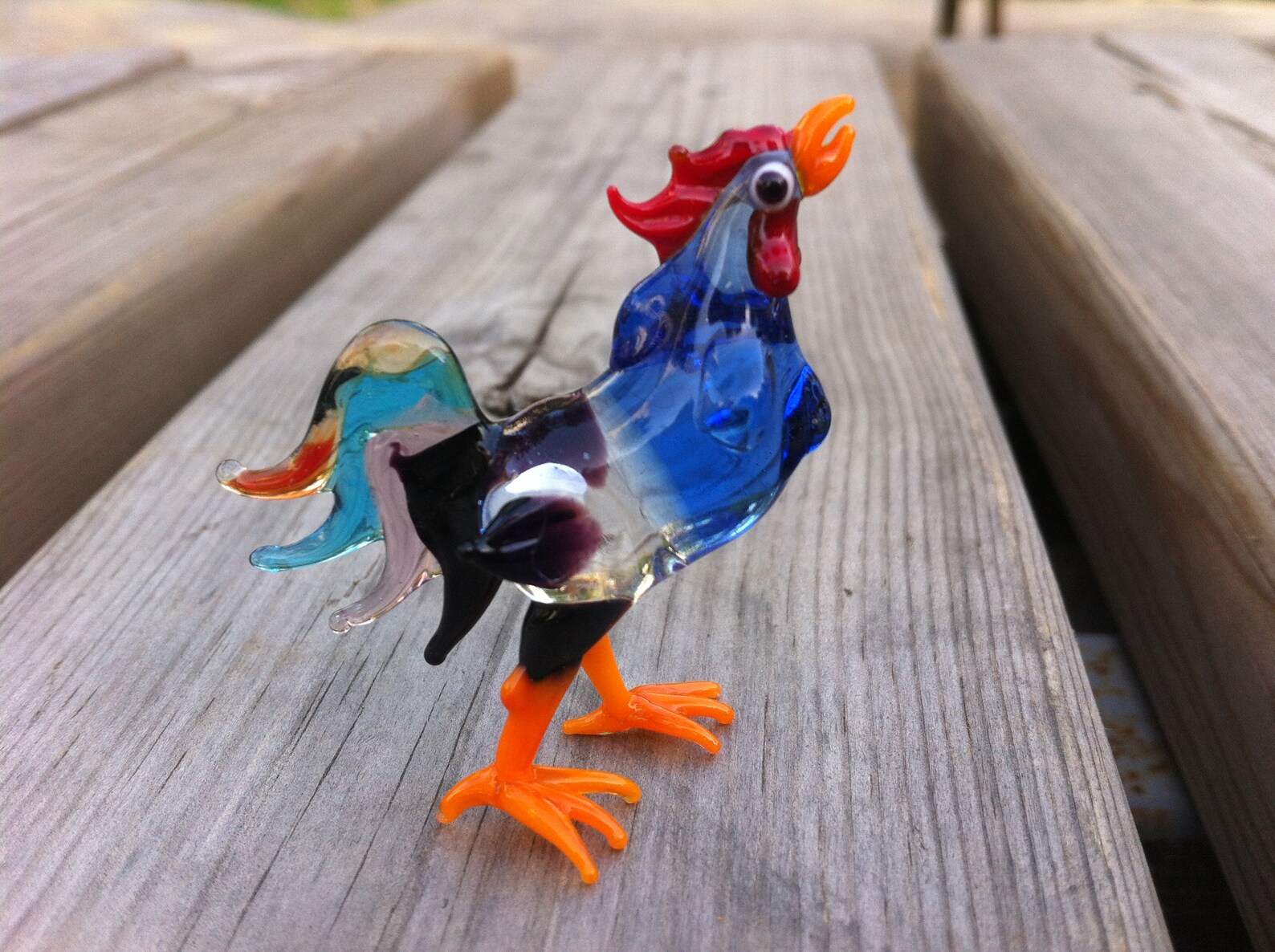 Glass Rooster Figurine Hand Blown Glass Rooster Miniature | Etsy