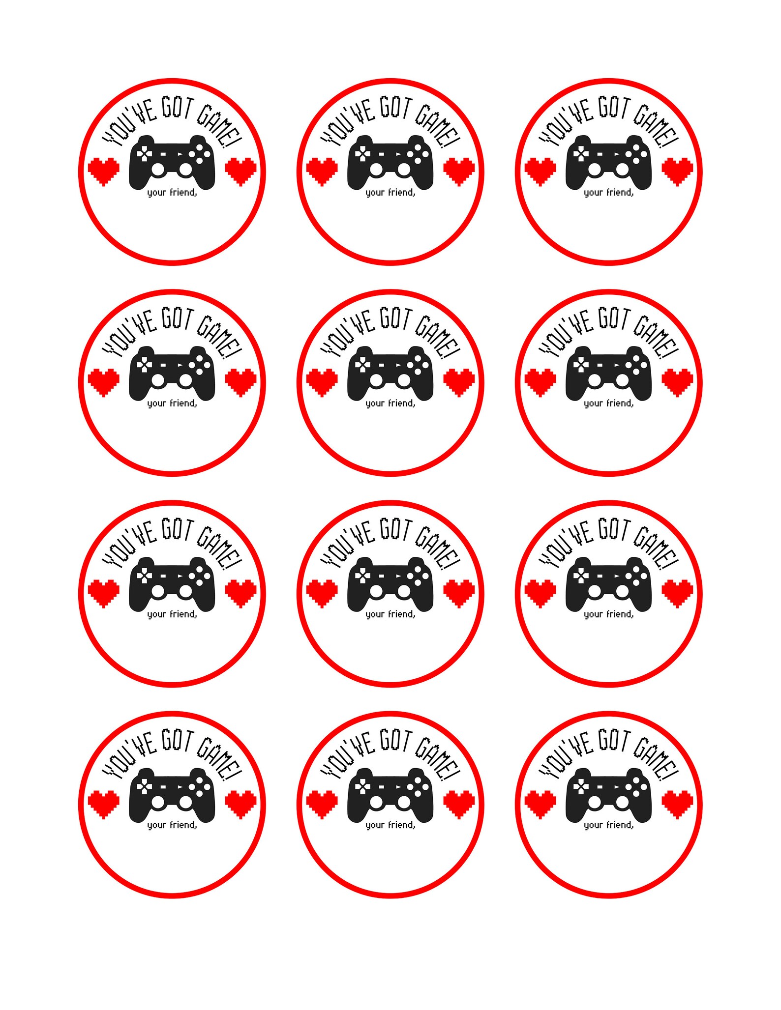 Valentine's Day Printable 2" Circle Tags, Instant Download, Stickers ...