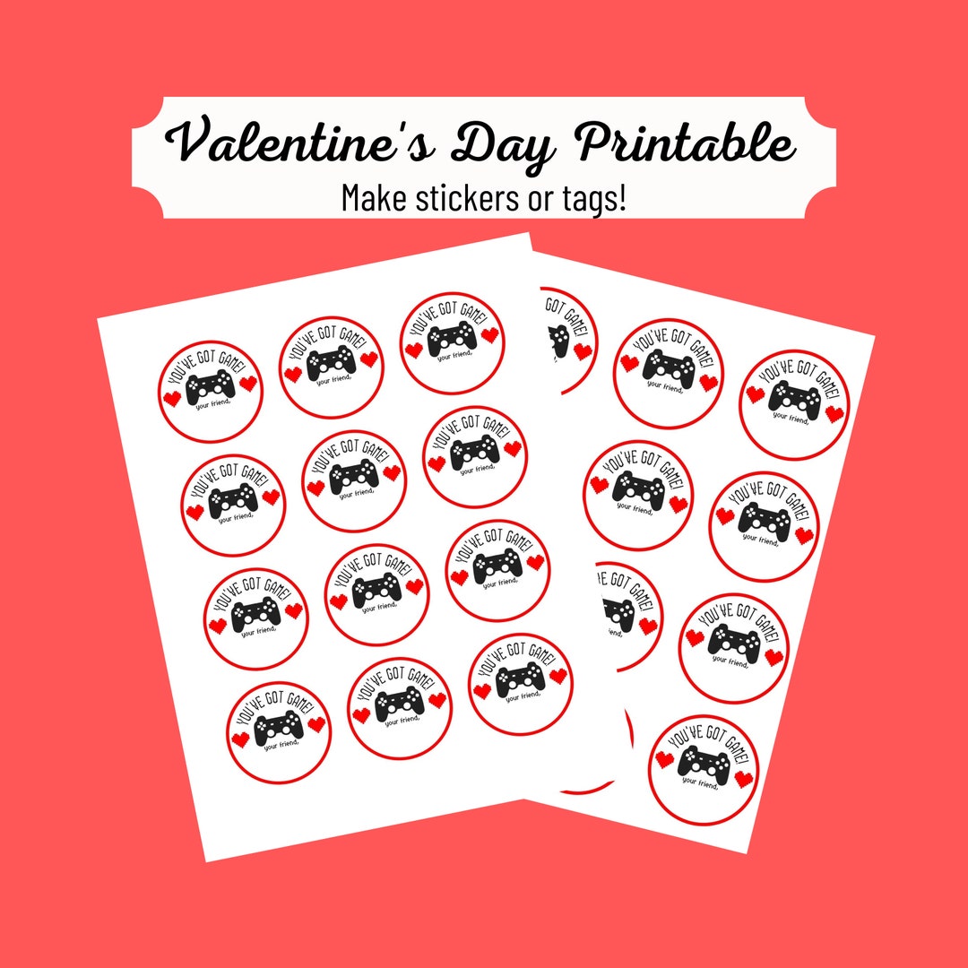 Valentine's Day Printable 2" Circle Tags, Instant Download, Stickers ...