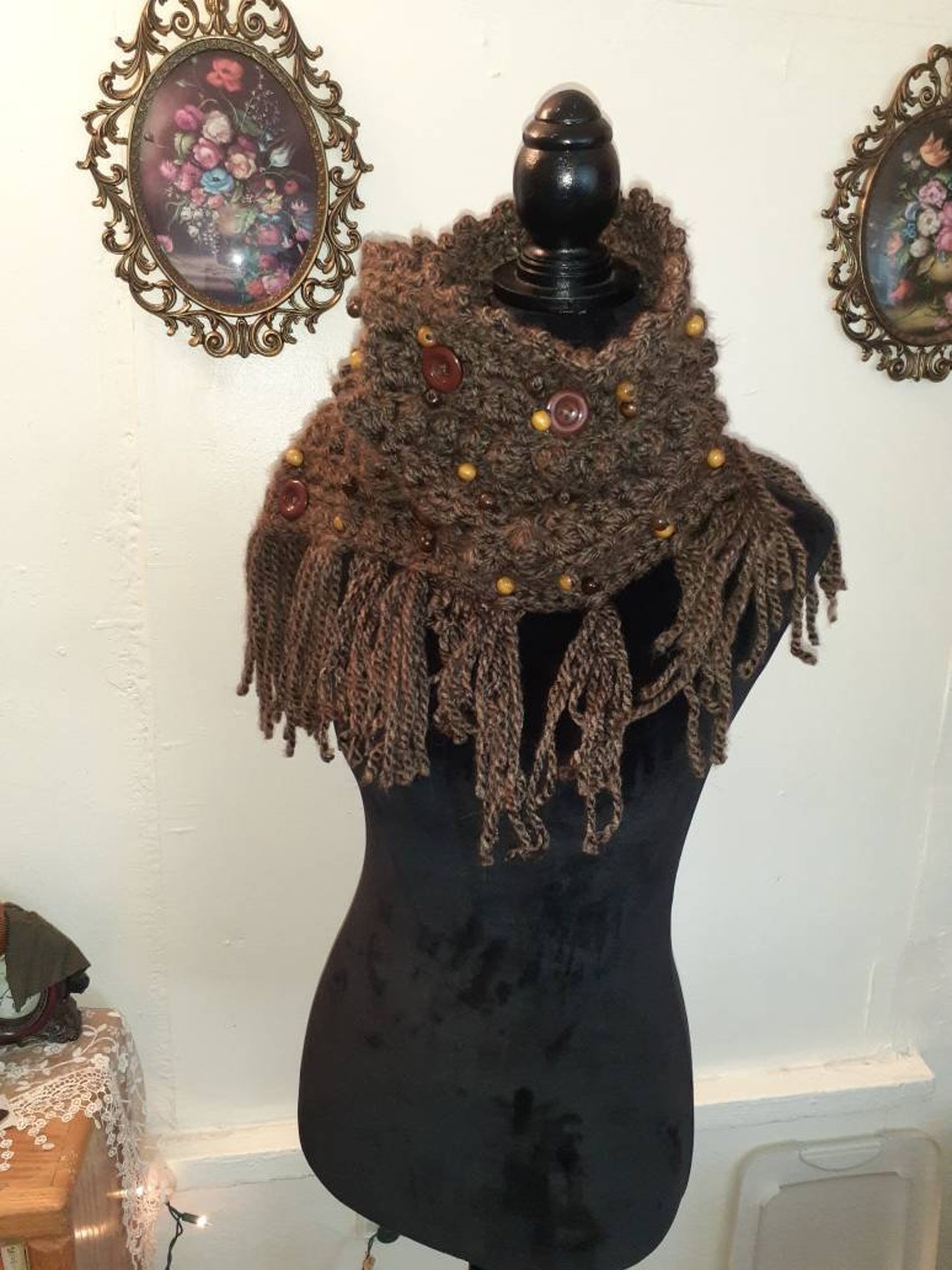 Mori Kei Beaded Crochet Cowl With Fringe - Etsy