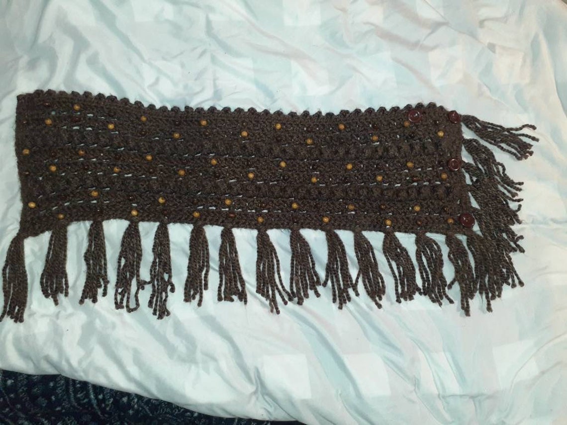 Mori Kei Beaded Crochet Cowl With Fringe - Etsy