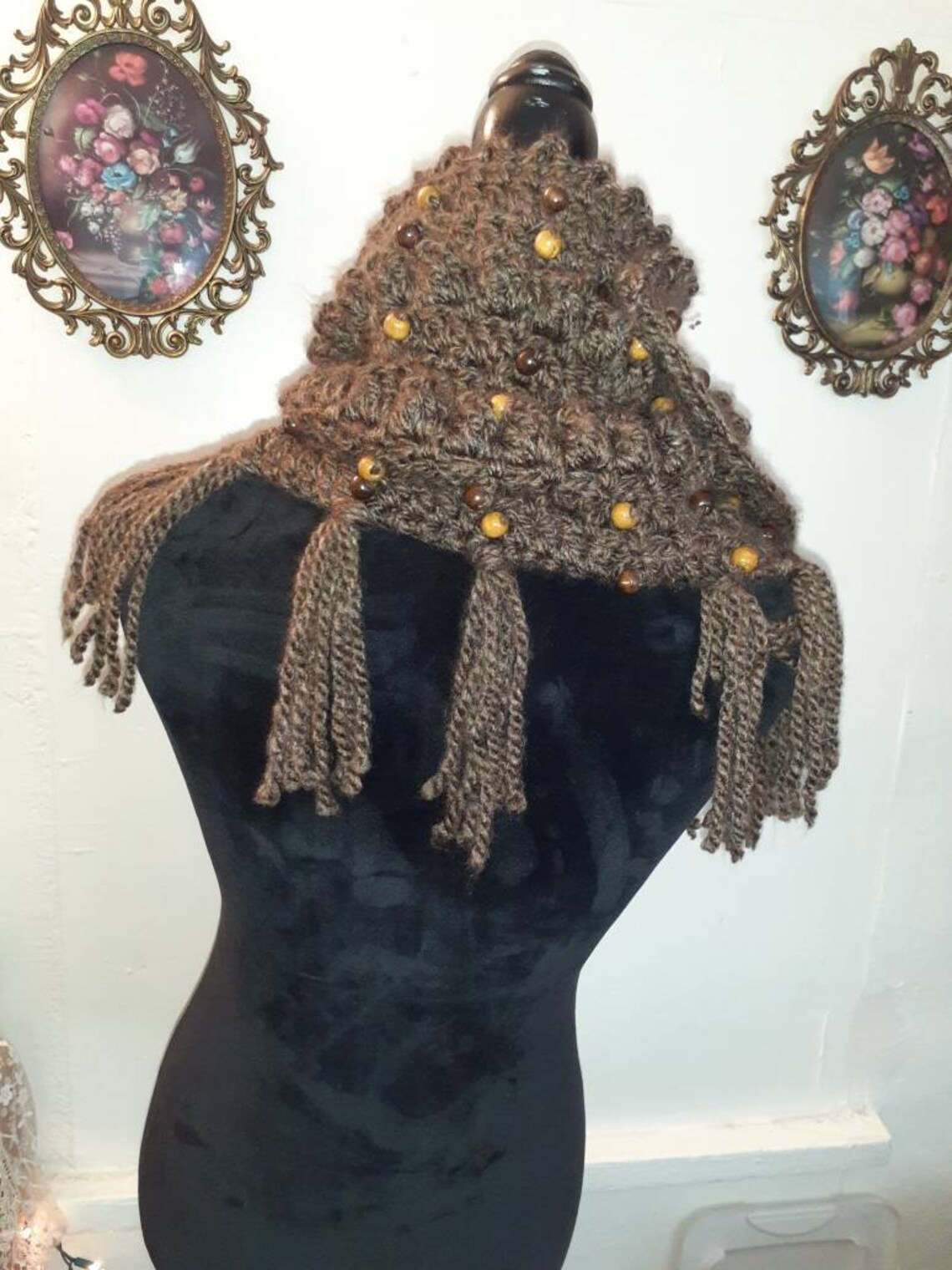 Mori Kei Beaded Crochet Cowl With Fringe - Etsy