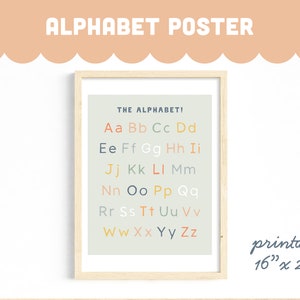 Rainbow Alphabet Poster, Handwriting Chart Print, Educational Wall Art ...