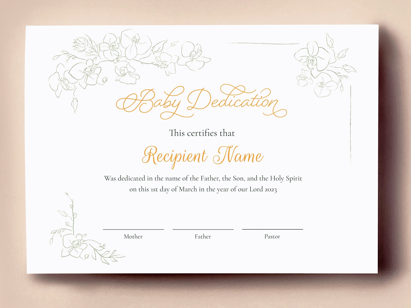 Editable Baby Dedication Certificate Template Printable Certificate of ...