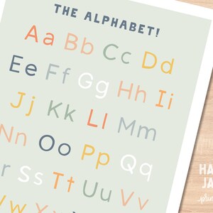 Rainbow Alphabet Poster, Handwriting Chart Print, Educational Wall Art ...
