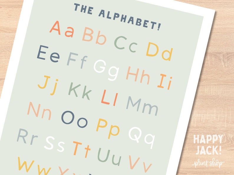 Rainbow Alphabet Poster Handwriting Chart Print Educational - Etsy
