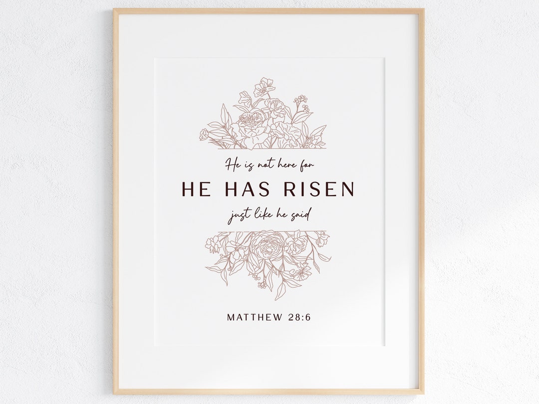 He Has Risen Printable Poster Bible Verse Wall Art He is Risen ...