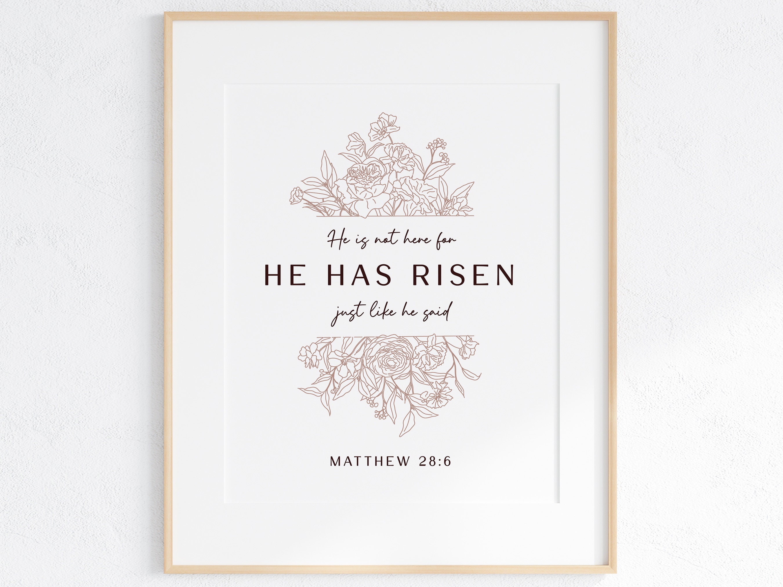 He Has Risen Printable Poster Bible Verse Wall Art He is Risen ...
