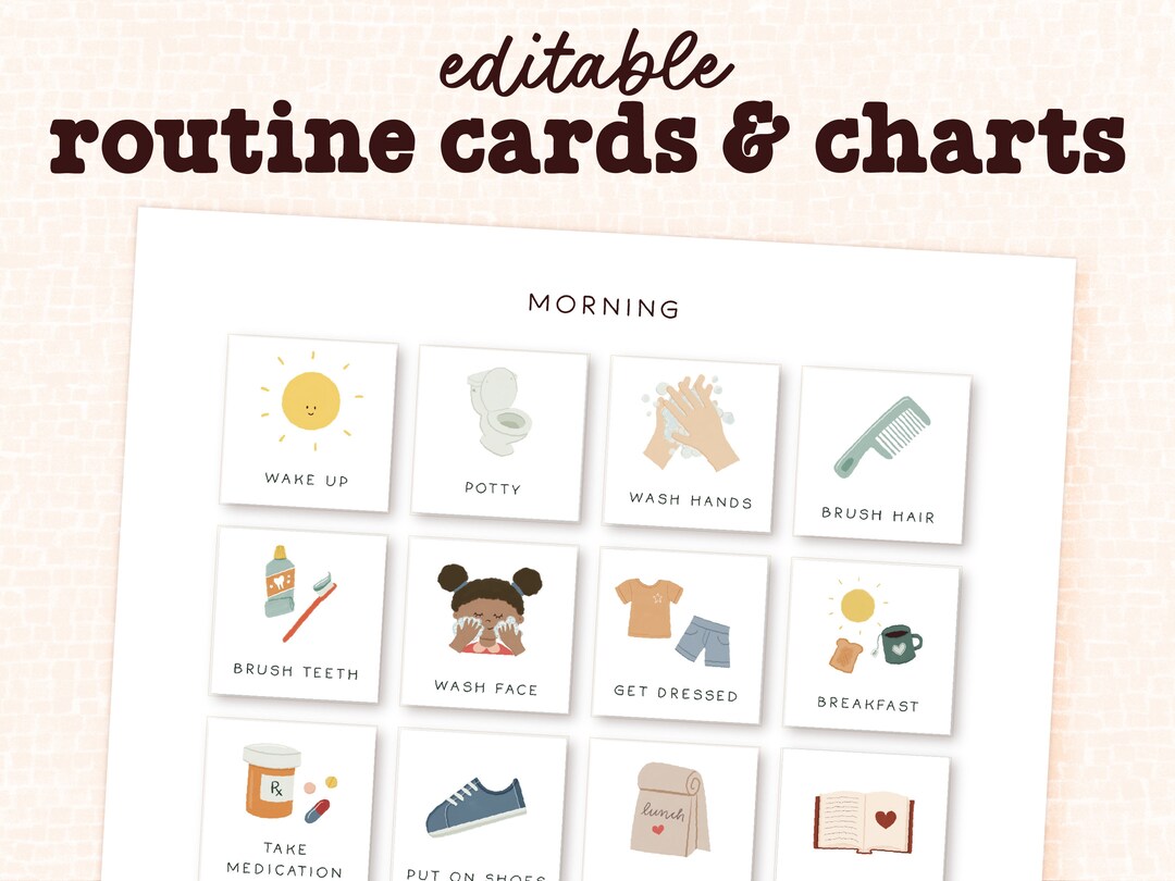 Editable Daily Routine Cards Toddler Preschool Routine Chart - Etsy