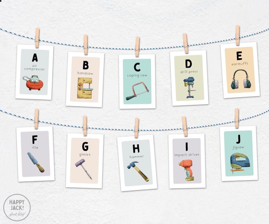 STEM / Maker Alphabet Printable Flash Cards, Printable Nursery Decor ...