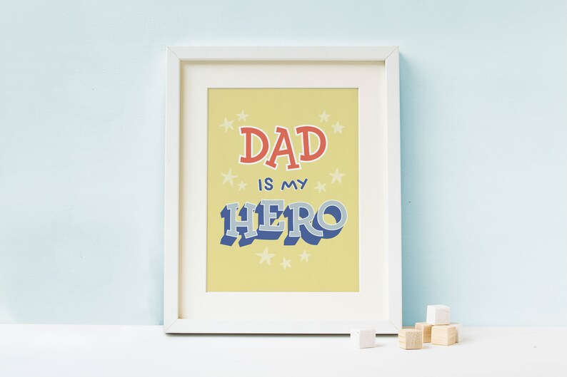 Dad is My Hero Printable Father's Day Gift Nursery Wall - Etsy