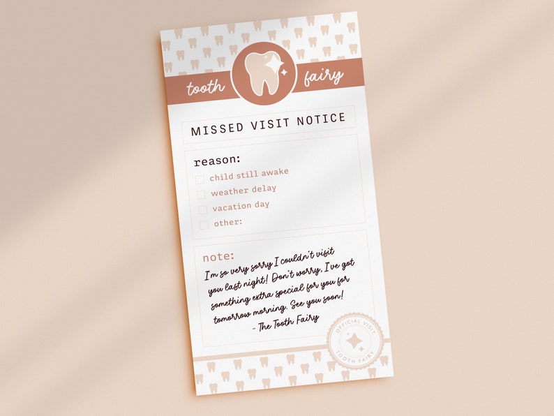 Tooth Fairy Apology Letter: Missed Visit Notice (PDF Download) - Etsy