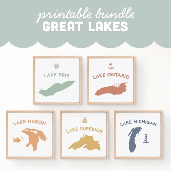 Great Lakes Map - Etsy