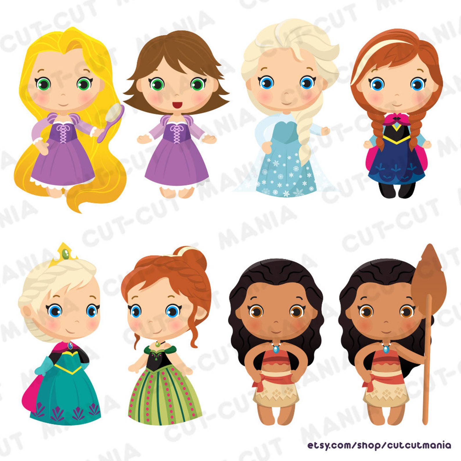 Disney Princess PNG Cliparts Cute princesses Clip art Disney | Etsy