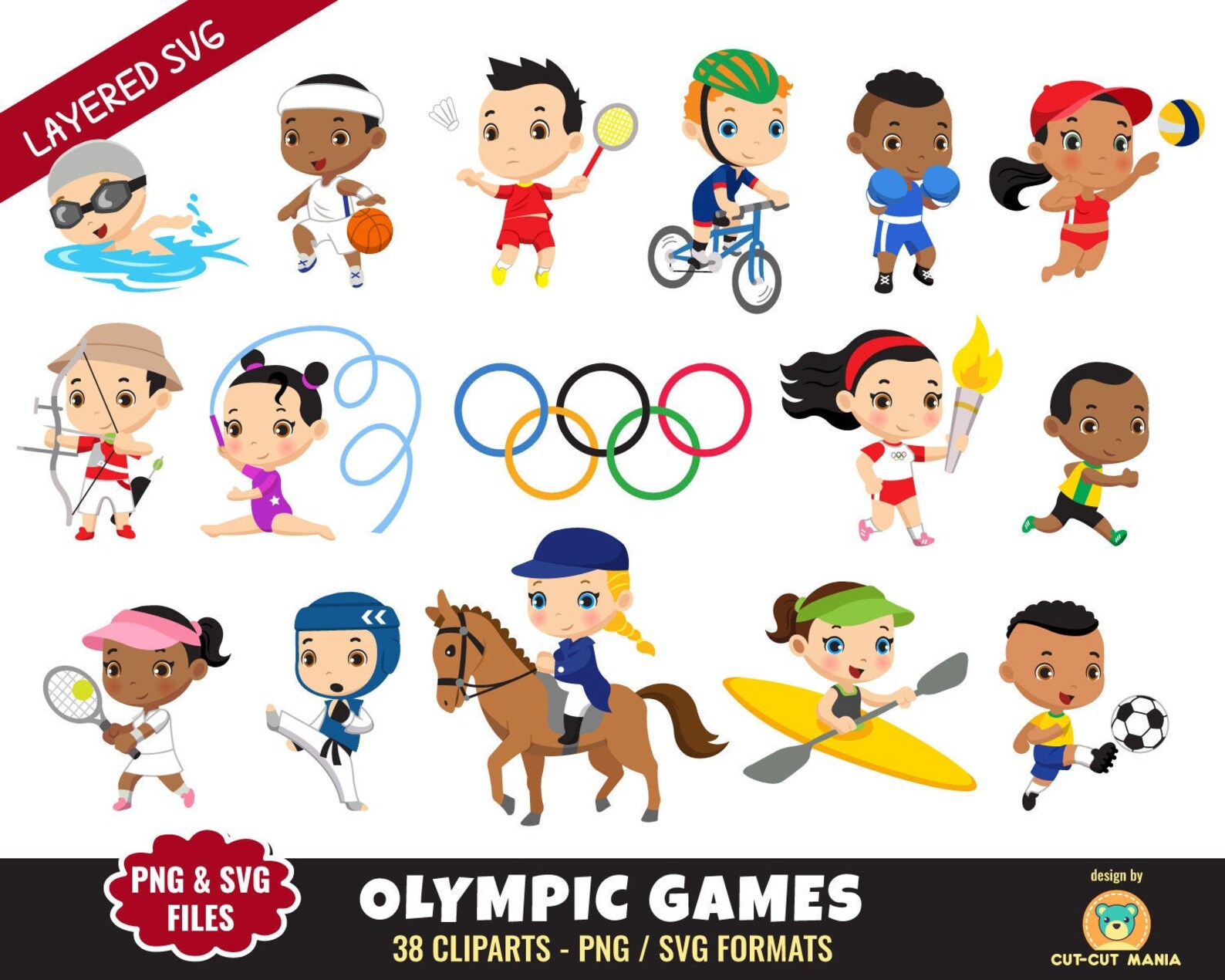 Olympic Sports Cute Cliparts Olympic Games Clip art Tokyo | Etsy