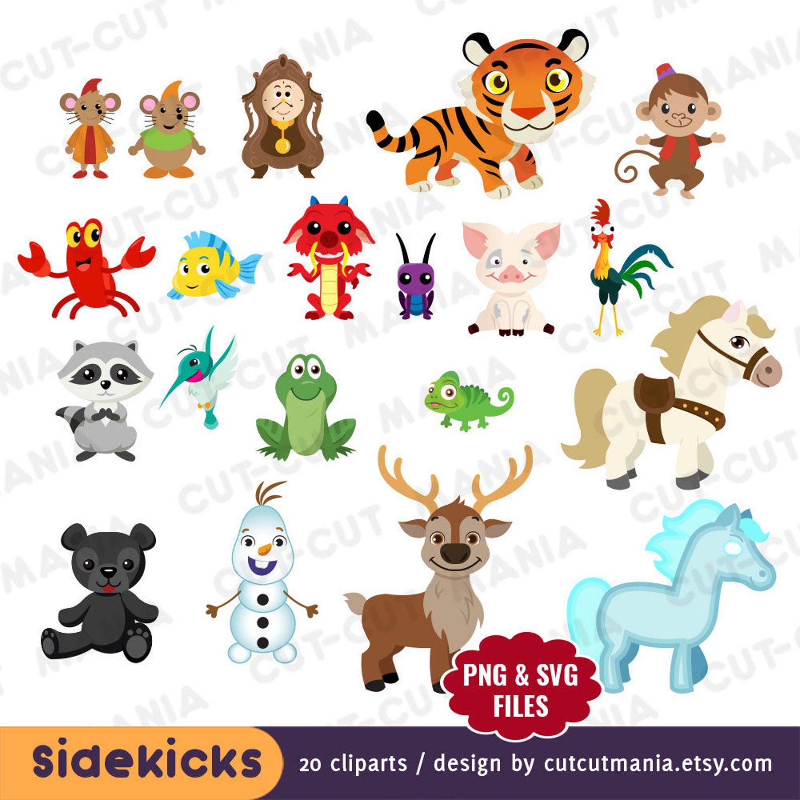 Princess Sidekicks cute cliparts Disney Sidekicks Cute Clip | Etsy