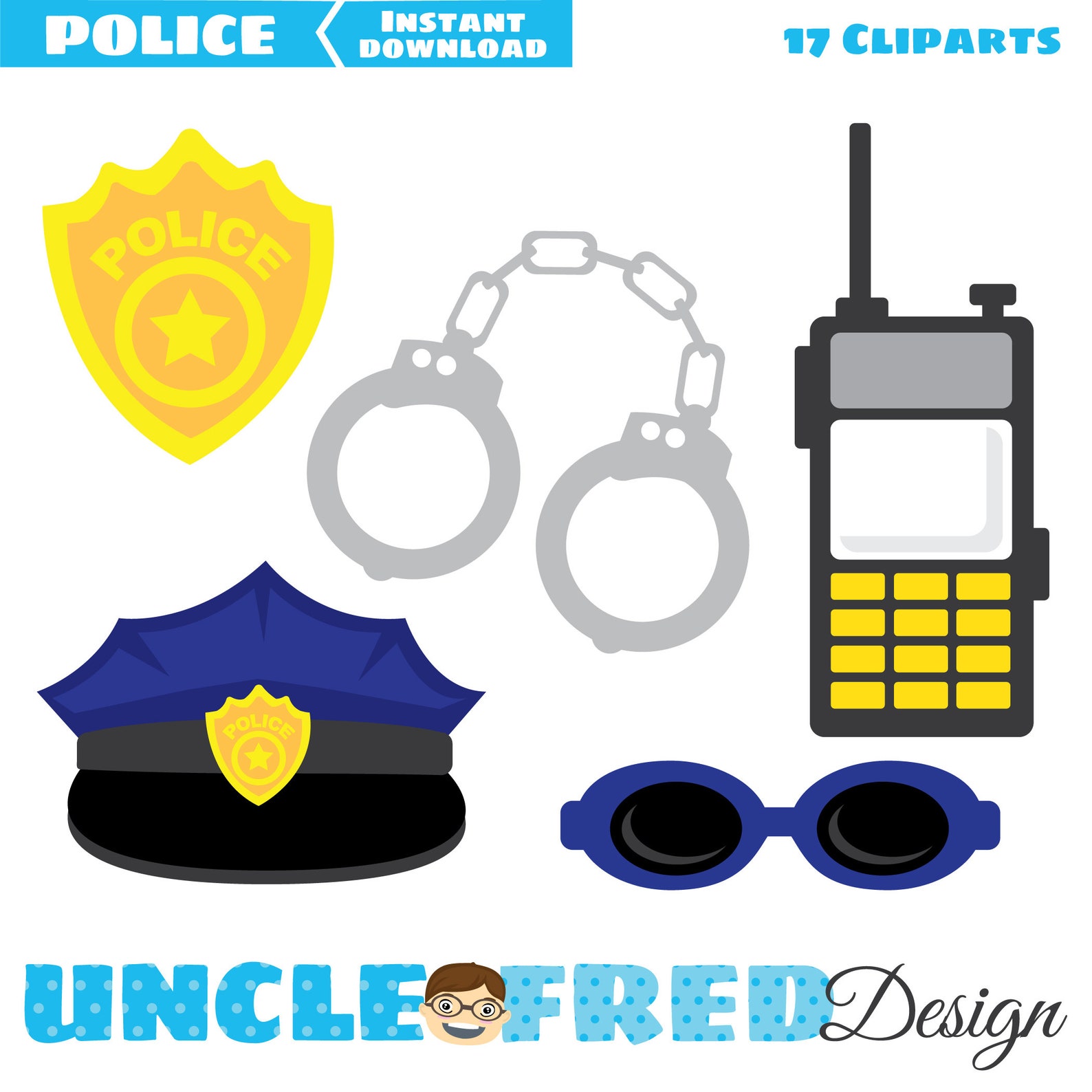 Police clipart for commercial use. Police vector graphics. | Etsy