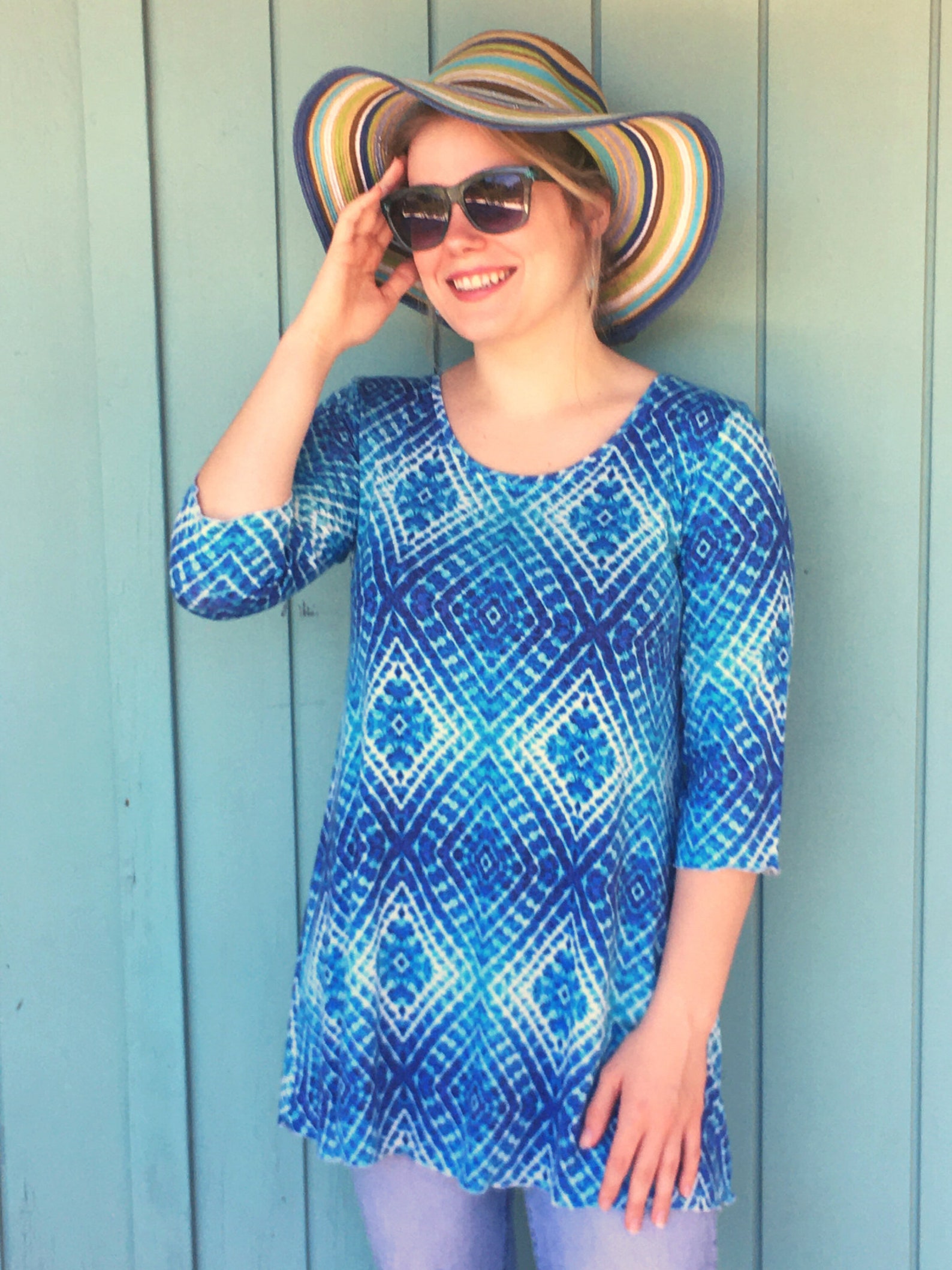 Turquoise Blue Tunic, Women's Tunic, Beach Cover Up, Summer Tunic, Blue ...