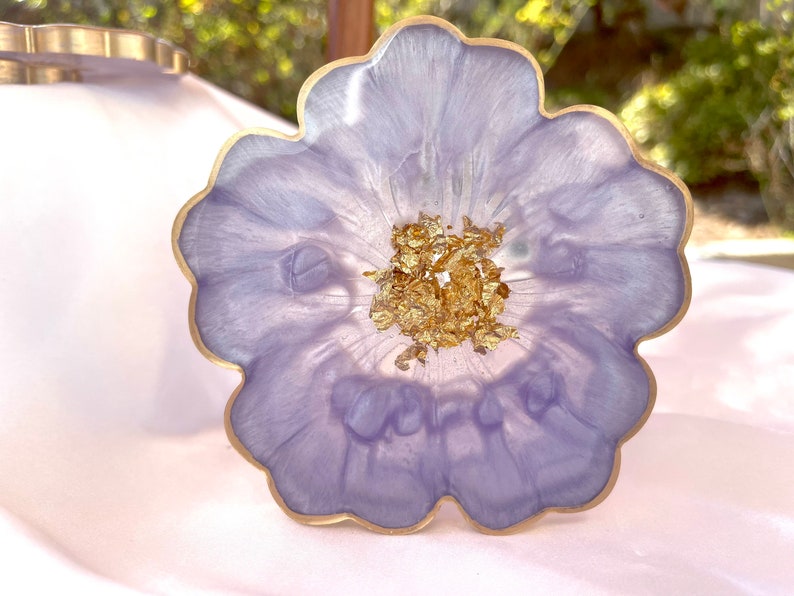 Orchid Violet Lavender Purple and Gold Flower Shaped Coasters - Etsy