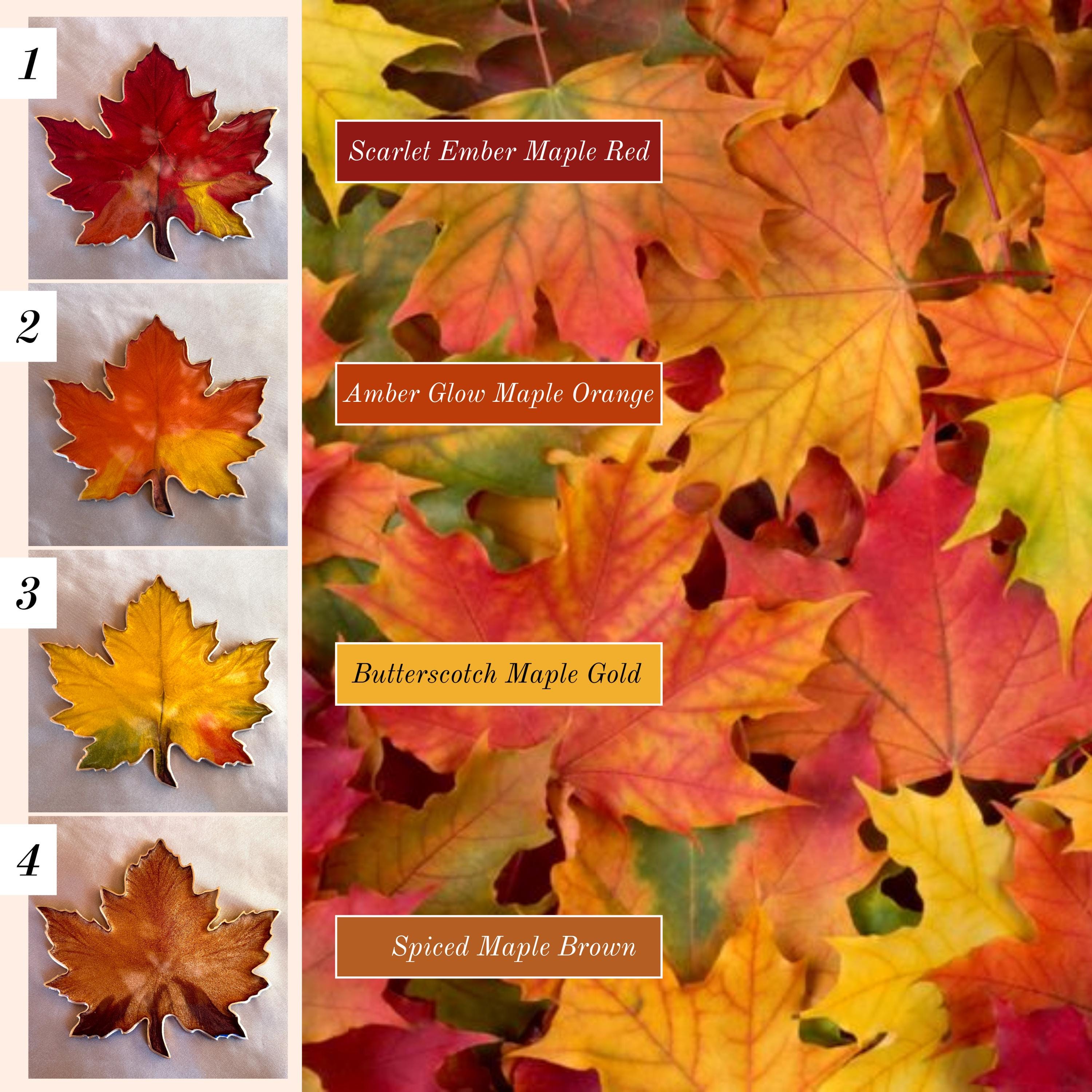 Fall Autumn Maple Leaves Collection - Gold Accented Maple Leaf Handmade ...