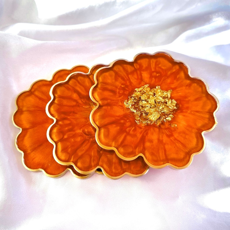 Orange Flowers Coasters - Etsy