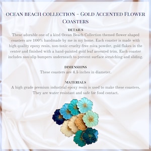 Ocean Inspired Collection - Gold Accented Flower Handmade Resin ...