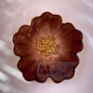 Chocolate Mocha Brown and Gold Flower Shaped Coasters - Etsy
