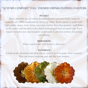 Autumn Comfort Fall Collection Themed Drinks Handmade Flower Resin ...