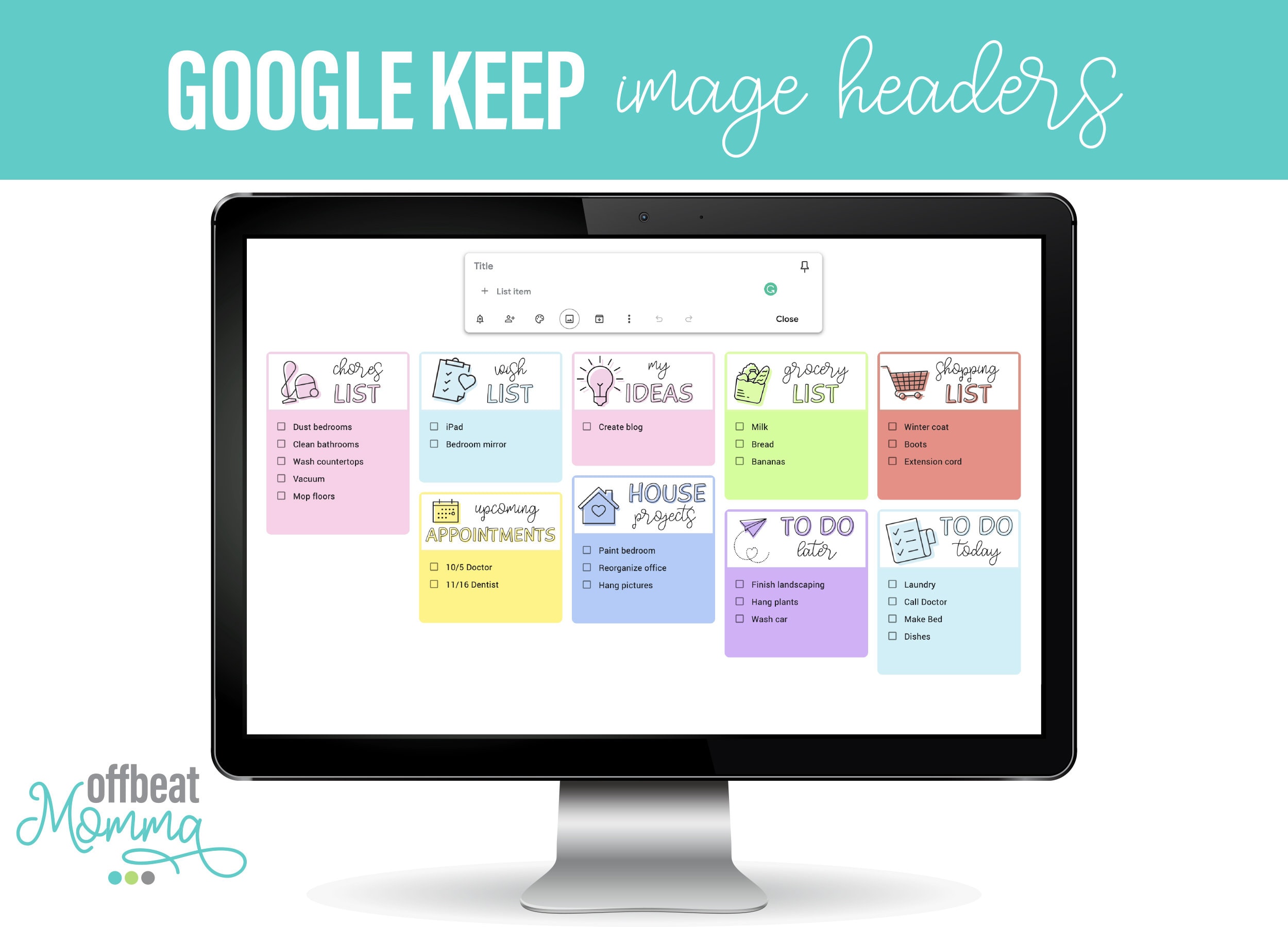Google Keep Image Headers | Colorful Google Keep Headers | Instant ...
