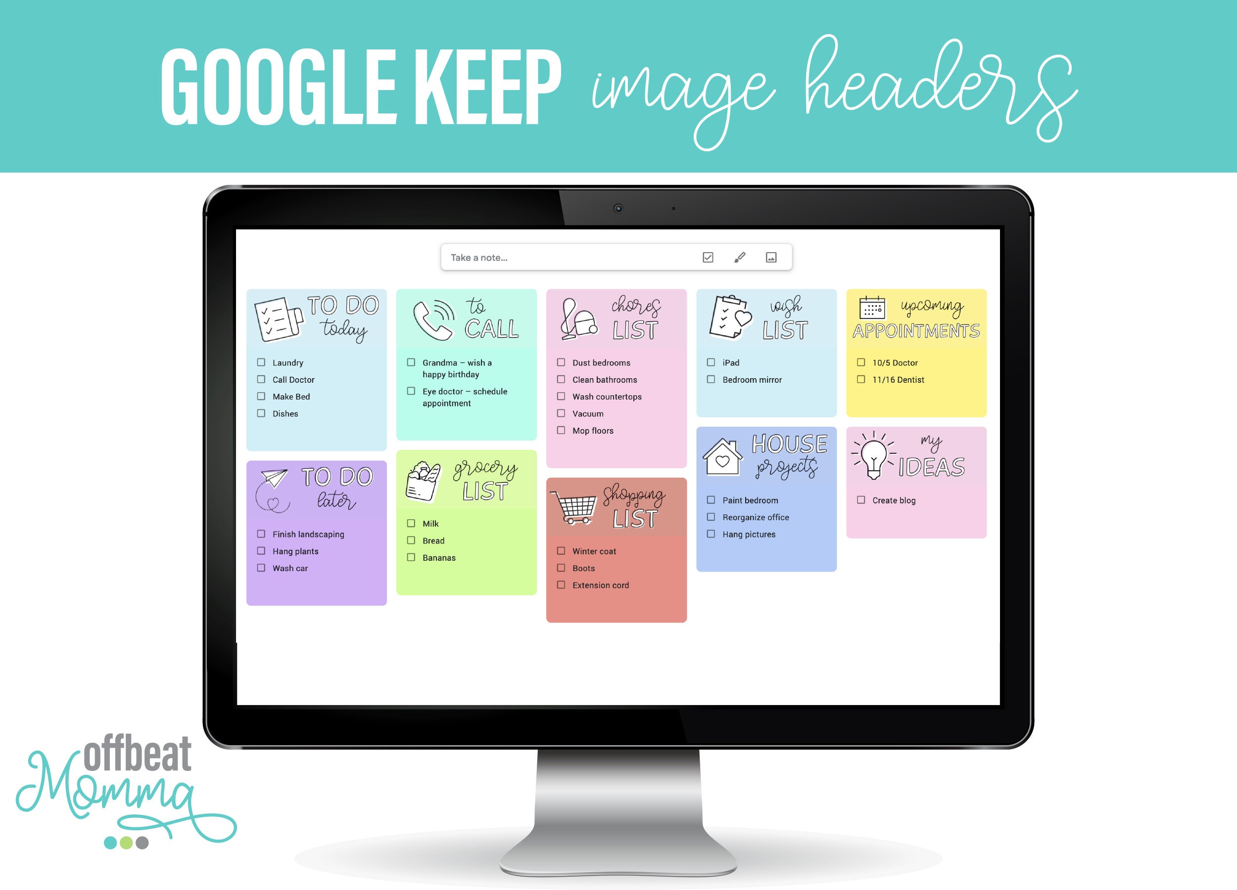 Google Keep Image Headers | Colorful Google Keep Headers | Instant ...