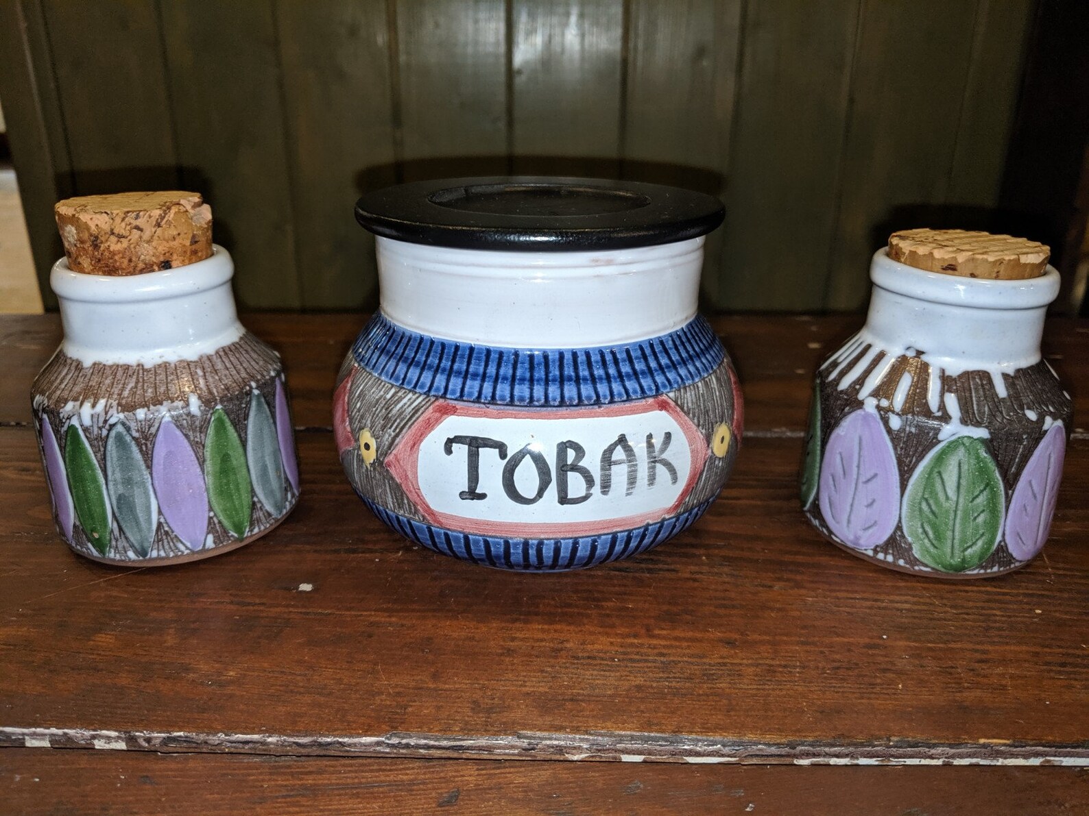 Vintage Spice Jars/tobak Pot Set Laholm Sweden Scandinavian Pottery Jar ...