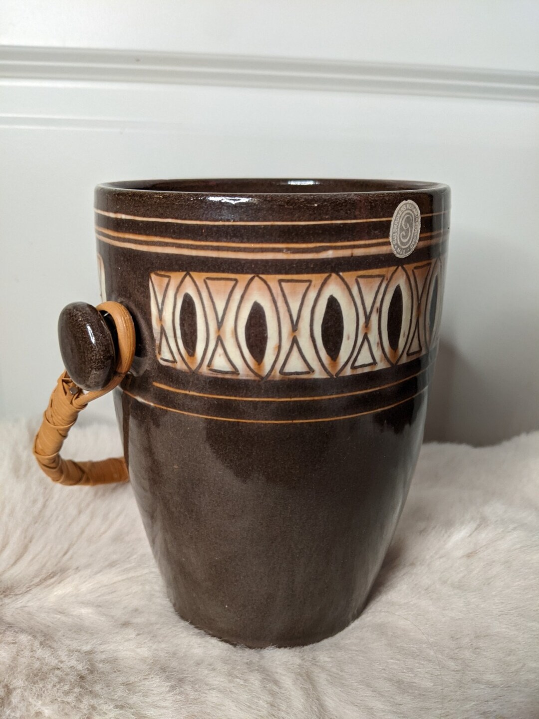 Guldkroken HJO Sweden Keramic Flower Pot With Wooden Handle - Etsy