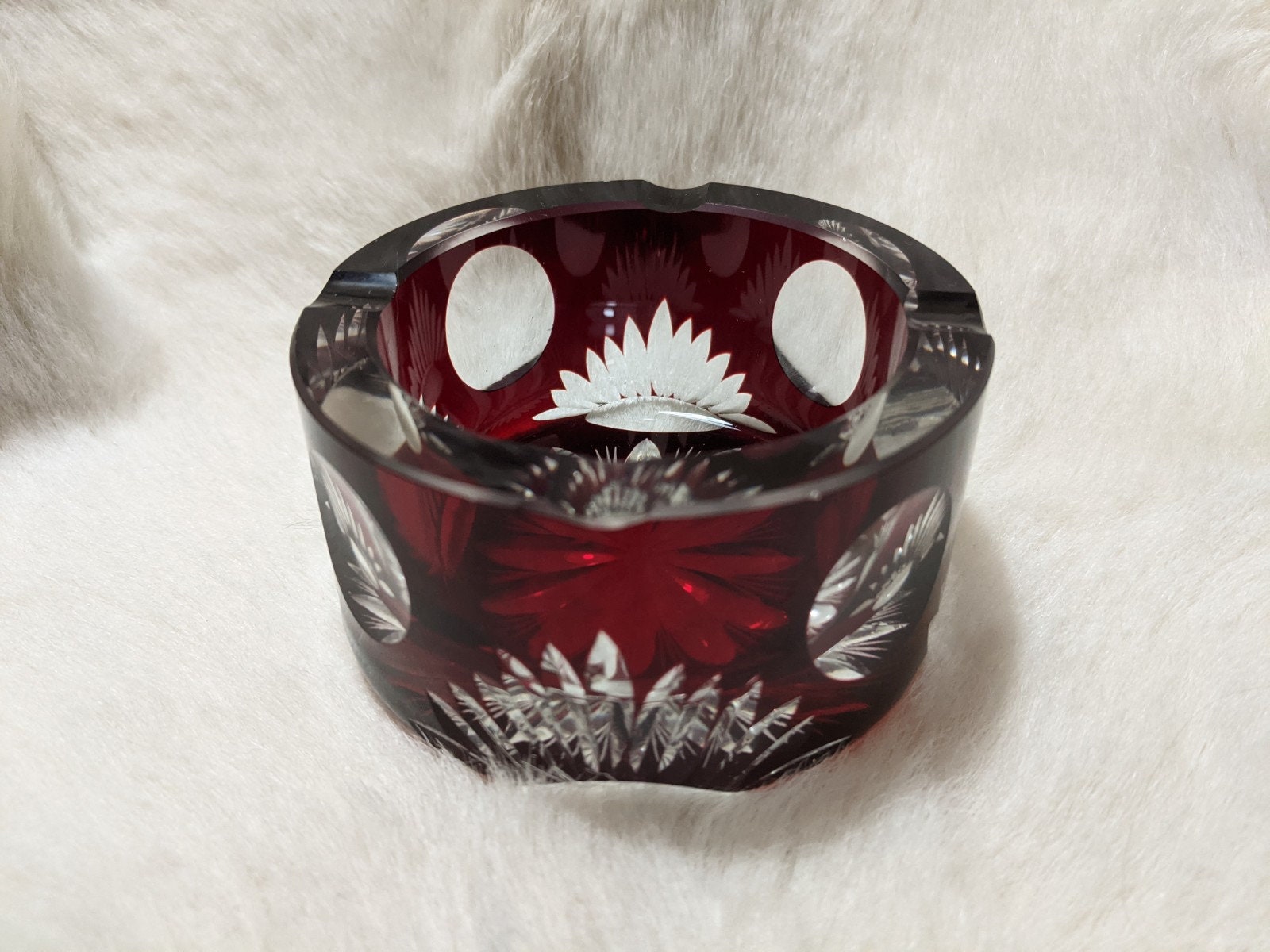 Vintage Ruby Red Ashtray - Etsy