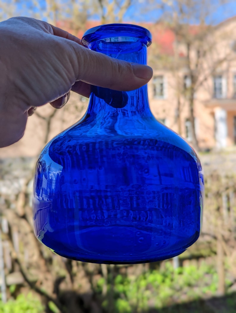 Erik Hoglund Kosta Boda Sweden 1960s, Blue Glass Bottle Vase - Etsy