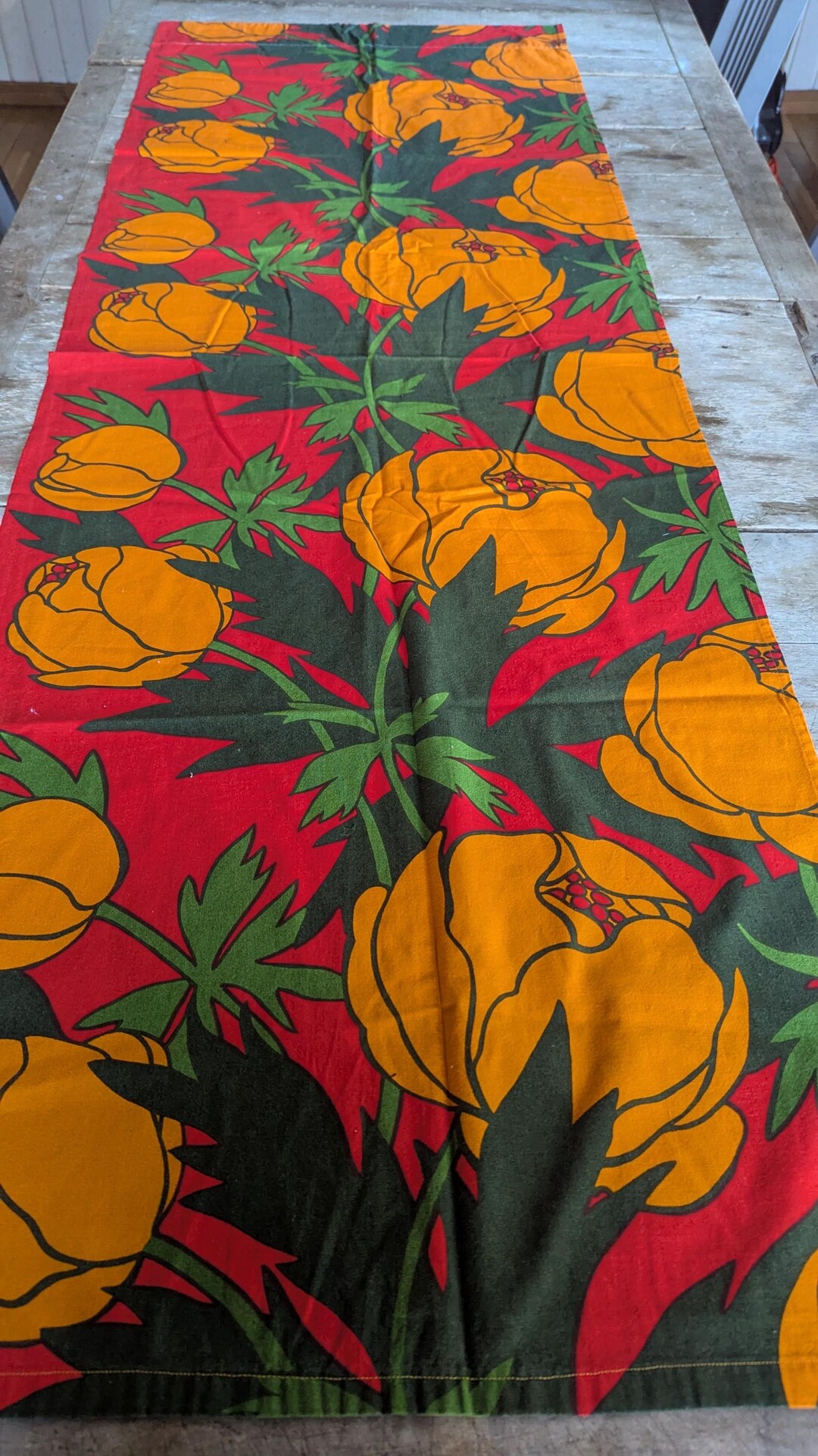 Vintage Scandinavian Fabric/curtain Panel / Tablerunner With ...