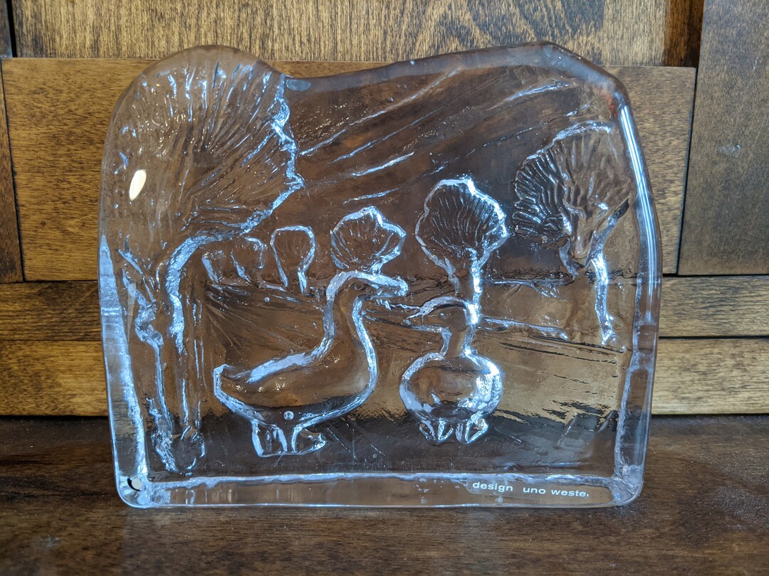Pukeberg Glasbruk Ducks Paperweight / Table Decoration / Art Glass ...